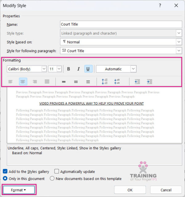 Create, Modify, or Update Styles – Training At Your Finger TIPS