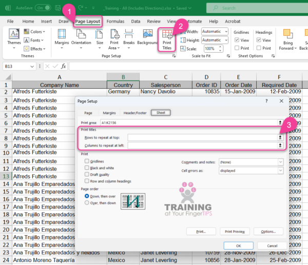 Excel – Printing Large Spreadsheets – Training At Your Finger TIPS